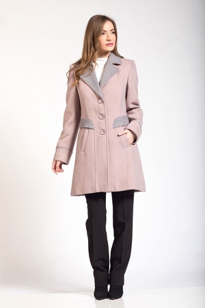 Palton dama, Fent, Velur, Gri/Roz deschis, M - eMAG.ro