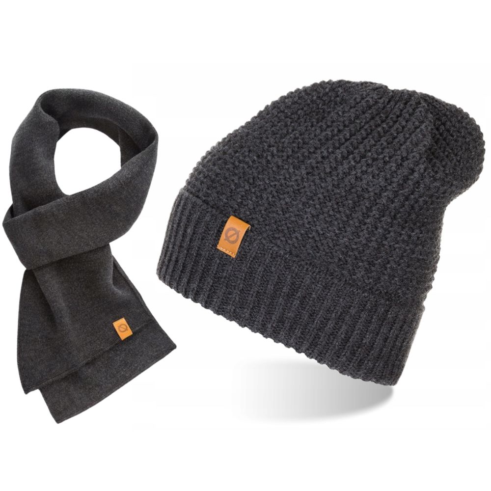 Set caciula cu fular barbati Brodrene, Acril, Gri inchis - eMAG.ro