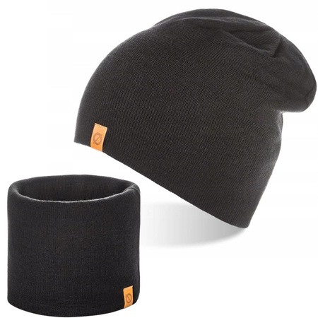 Set caciula cu fular barbati Brodrene, Acril, Negru - eMAG.ro