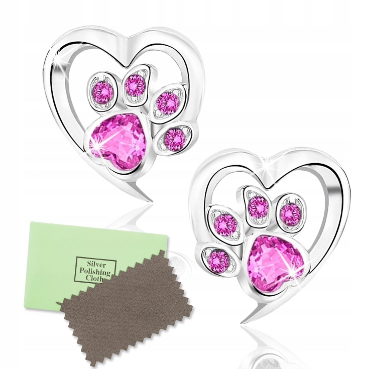 Cercei, Mennica Bydgoska, Argint, Model inima, Argintiu/Roz - eMAG.ro