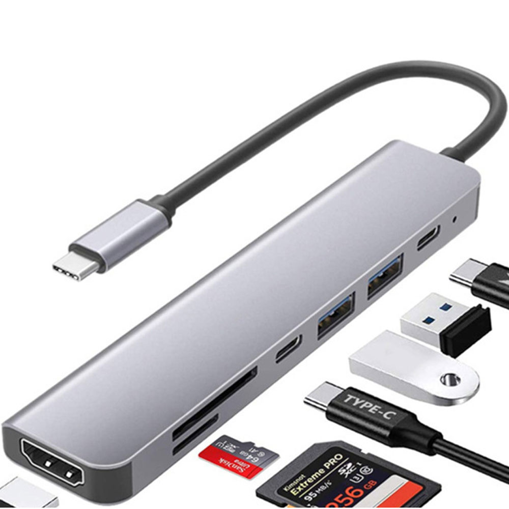 Docking station 7 in 1, Vaxiujia, 2×USB, HDMI, SD/TF, 2×PD, Type-C ...