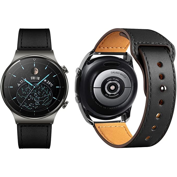 Curea ceas piele naturala SvodMedia®, compatibila cu smartwatch Huawei ...