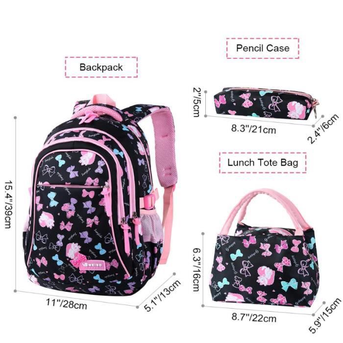 Rucsac pentru copii, Curele captusite, Nailon, Impermeabil，Roz/Negru ...