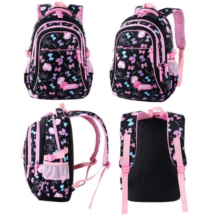 Rucsac pentru copii, Curele captusite, Nailon, Impermeabil，Roz/Negru ...