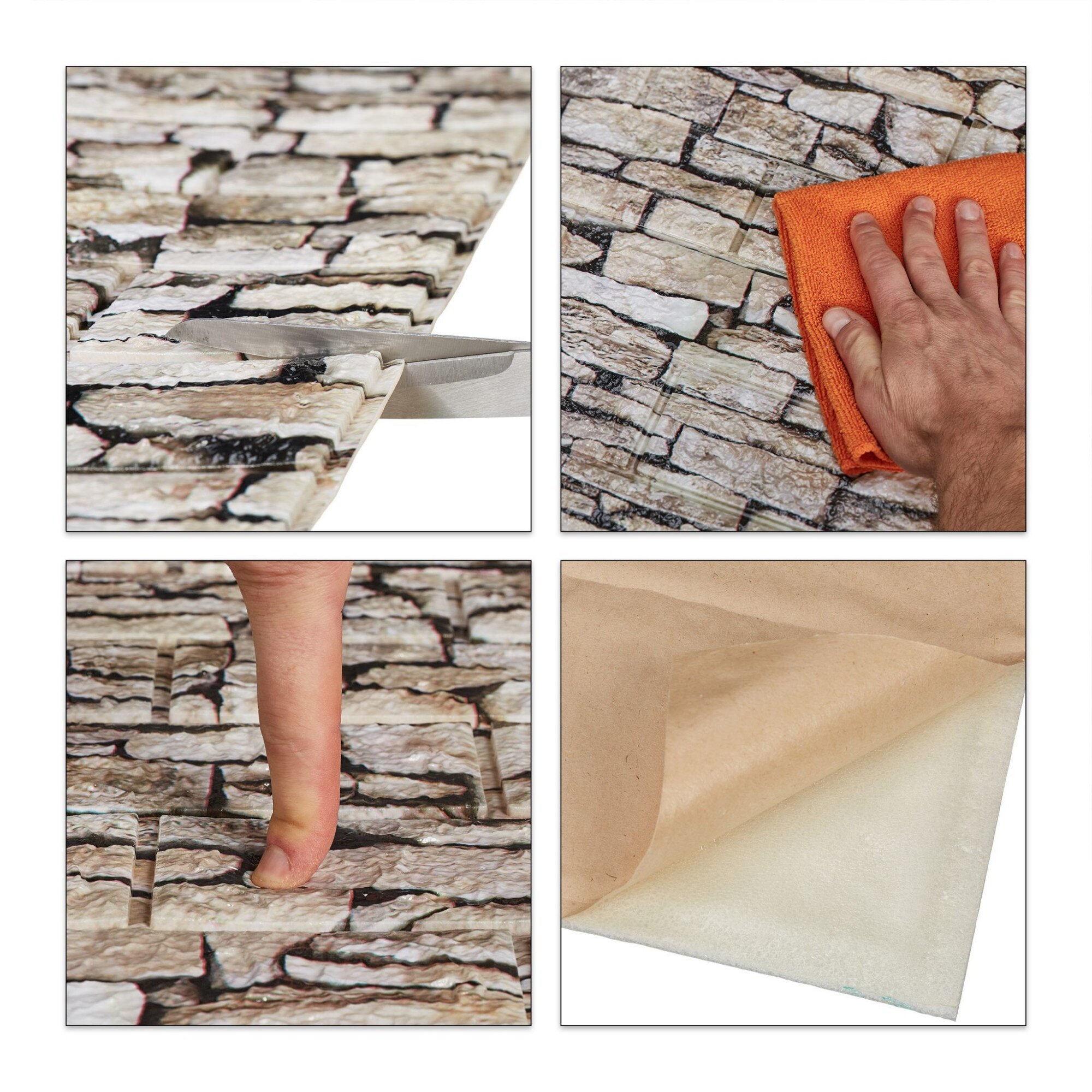 Set 10 placi decorative, aspect piatra, Relaxdays, model B, dimensiune ...