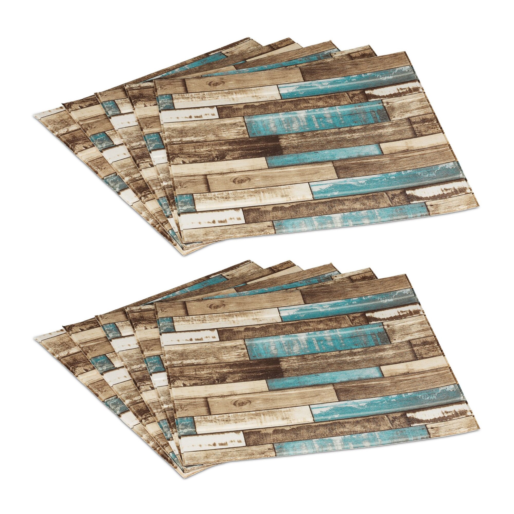 Set 10 placi decorative, Relaxdays, model D, dimensiune placa 70 x 70 ...