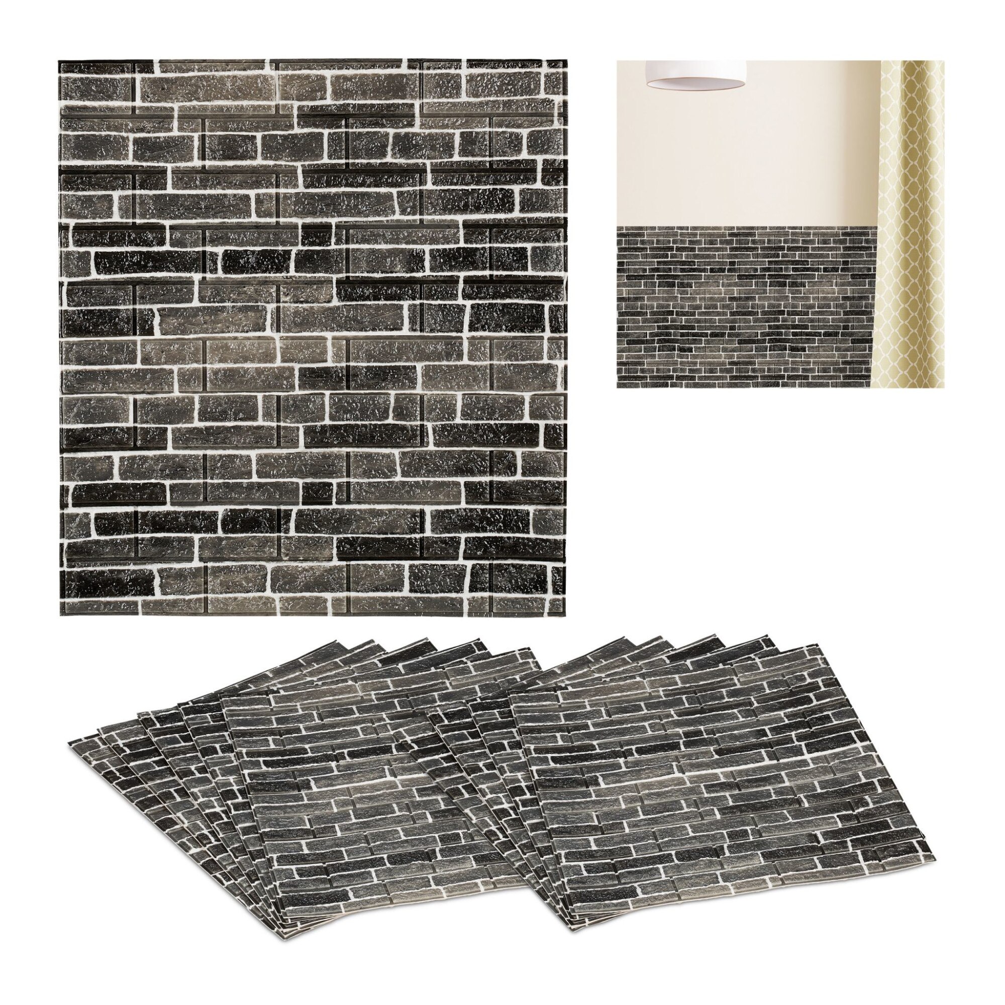 Set 10 placi decorative, aspect piatra, Relaxdays, model D, 77 x 70 cm ...