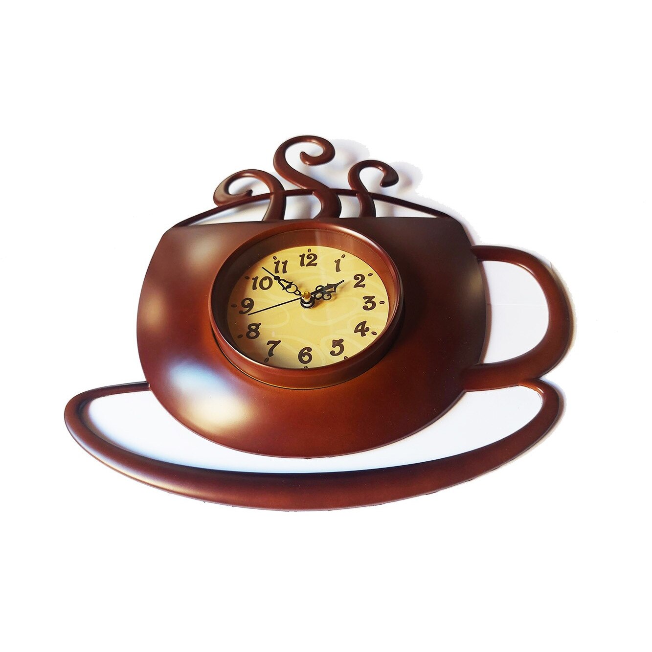Ceas decorativ de perete in forma de Ceasca de Cafea, Maro, 28 cm ...