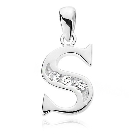 Pandantiv argint 925, JW229, model litera S, cu zirconiu alb - eMAG.ro