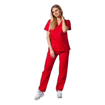 Costum medical clasic de dama Atelierul de Halate, Rosu, M - eMAG.ro