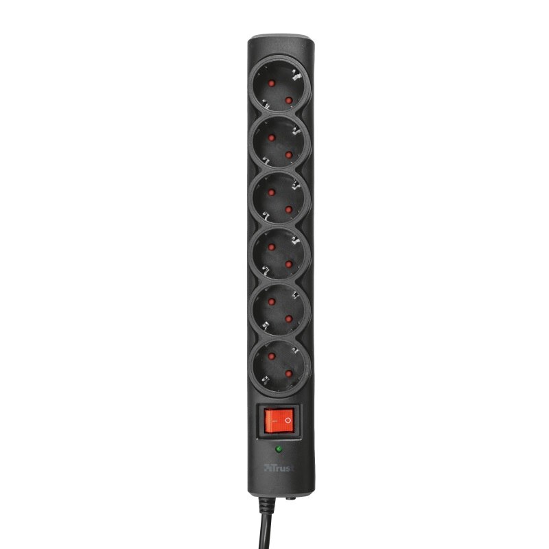 Удължителен кабел Trust Surge Guard 6 гнезда бутон за включване