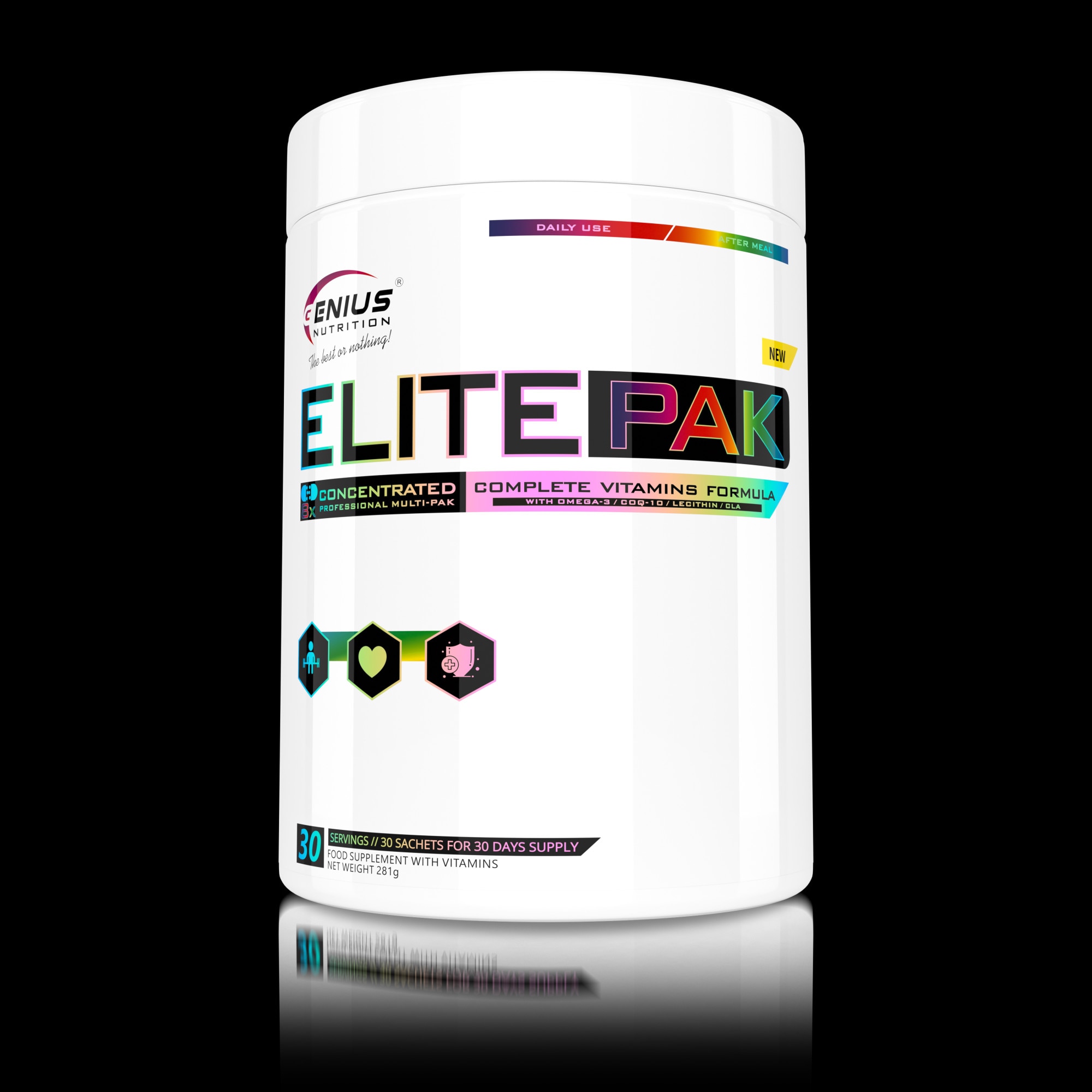 Pachet cu vitamine si minerale Genius Nutrition, ElitePak pentru ...