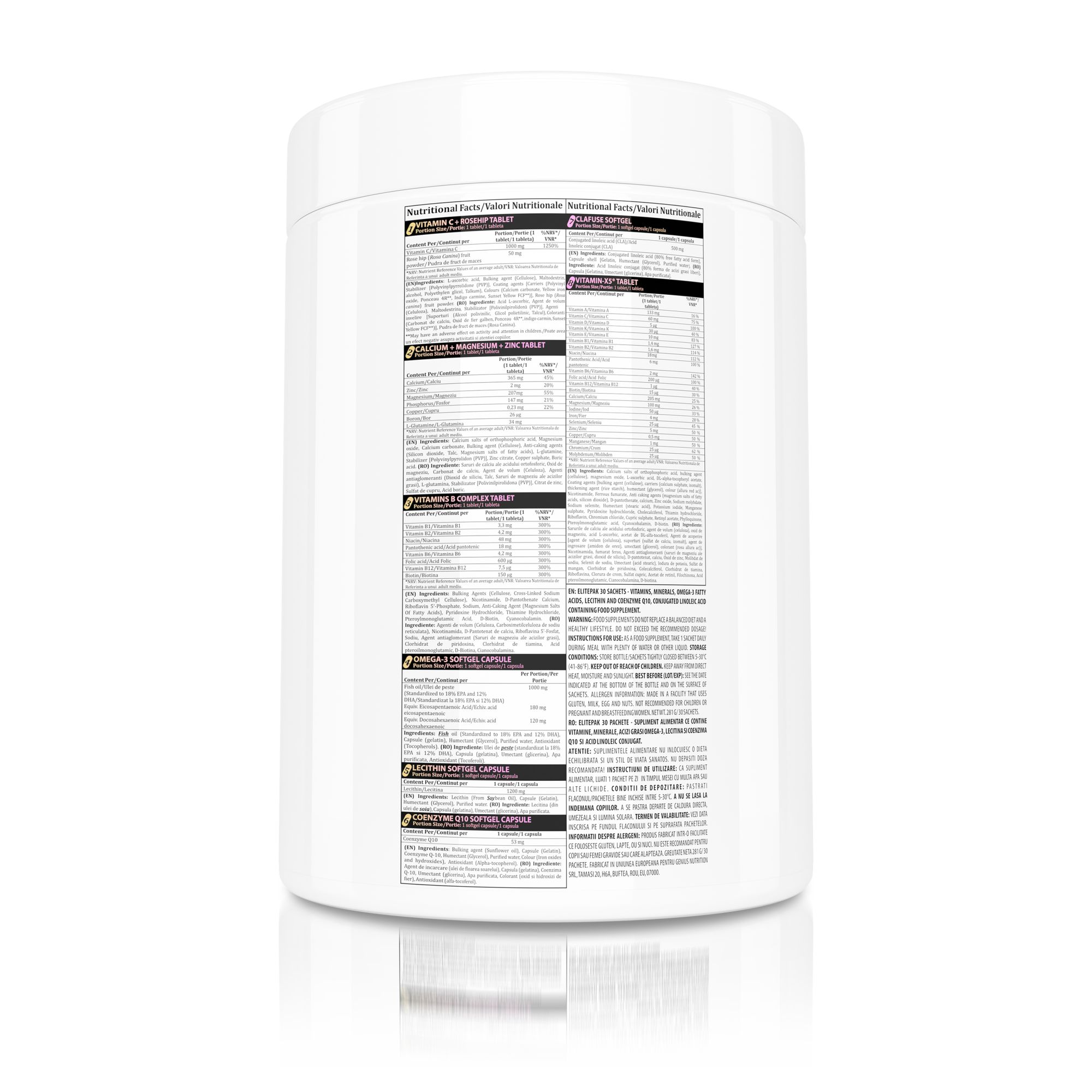 Pachet cu vitamine si minerale Genius Nutrition, ElitePak pentru ...