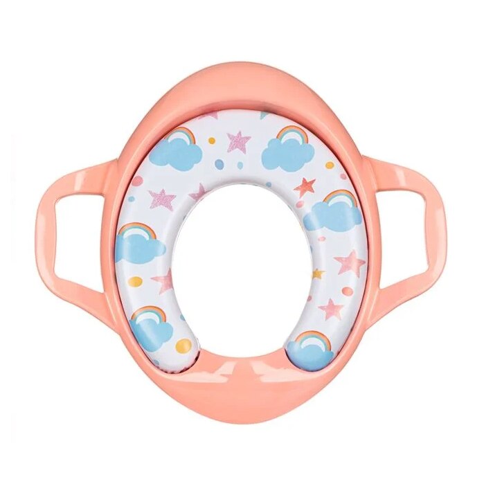 Adaptor colac WC cu manere, pentru copii, Plastic, Portocaliu, 41x37 cm ...