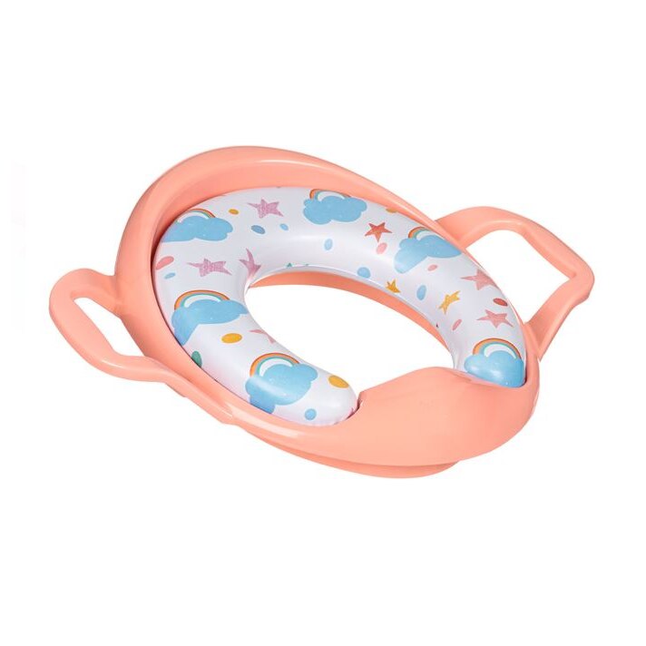 Adaptor colac WC cu manere, pentru copii, Plastic, Portocaliu, 41x37 cm ...