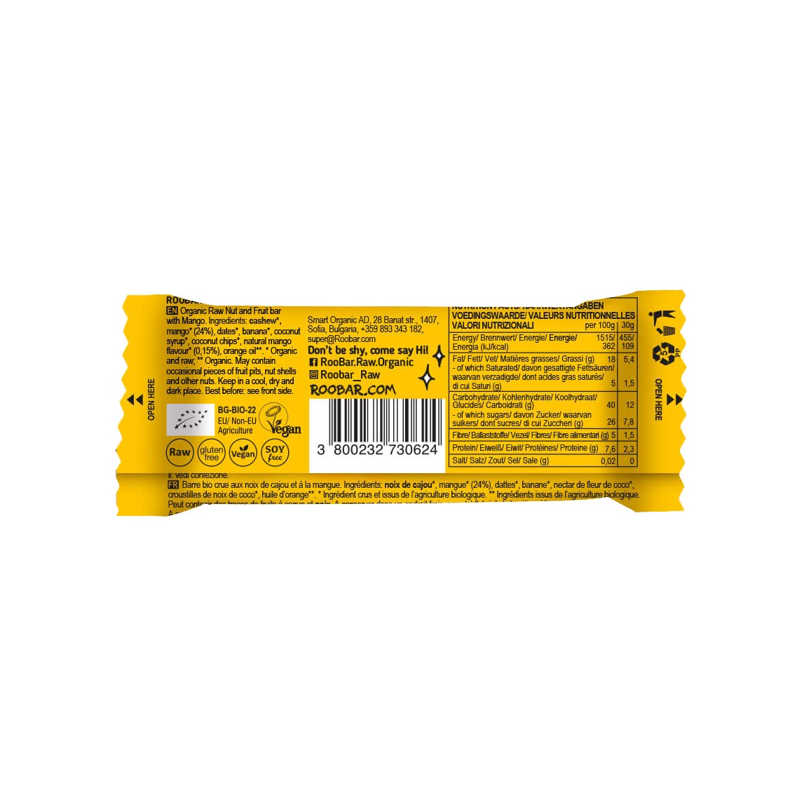 Baton Mango Magic, Bio, Roobar, 30 g Curtie 20x30 g - eMAG.ro