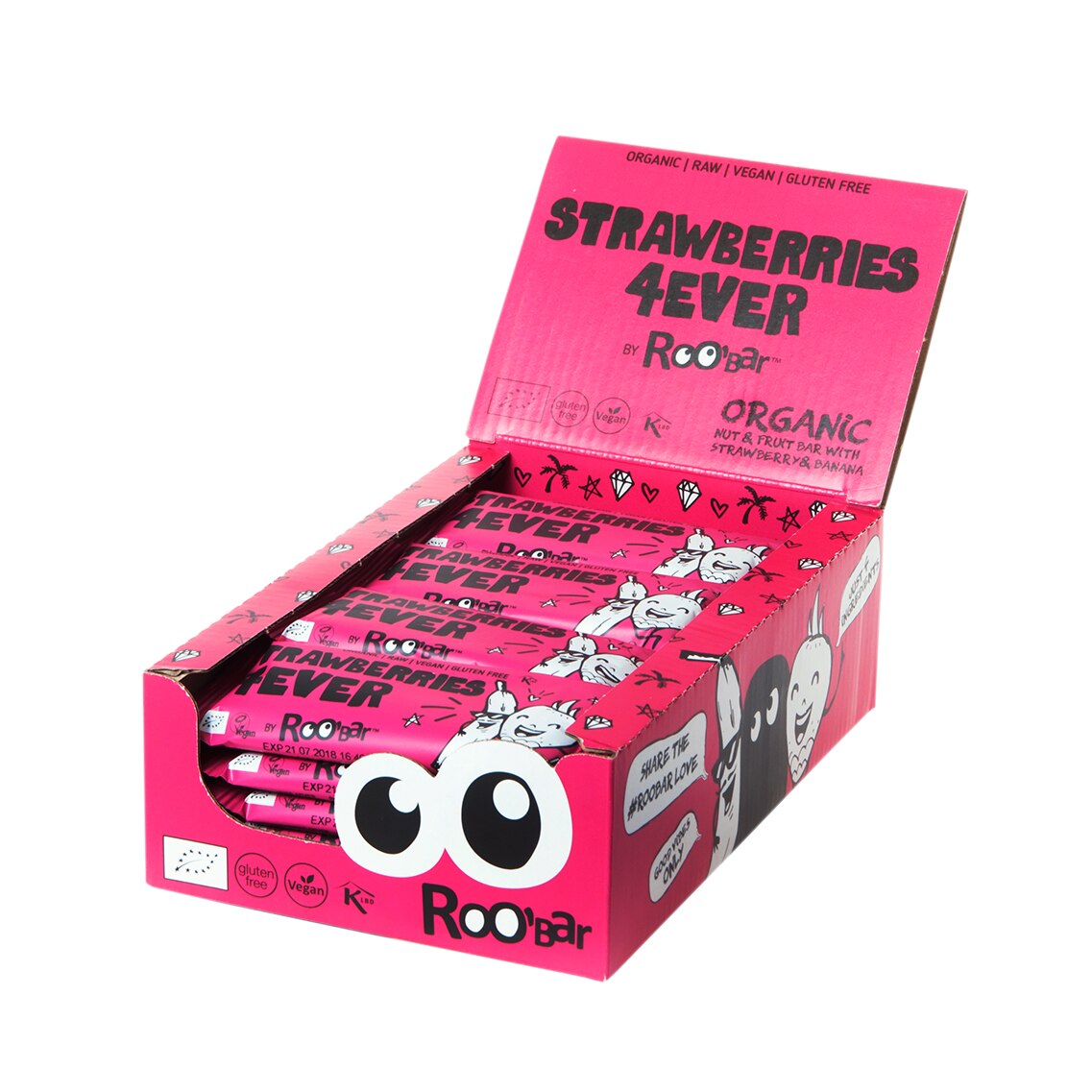 Baton cu capsune 4ever, Bio, Roobar, 30g, Cutie 20 x 30 g - eMAG.ro