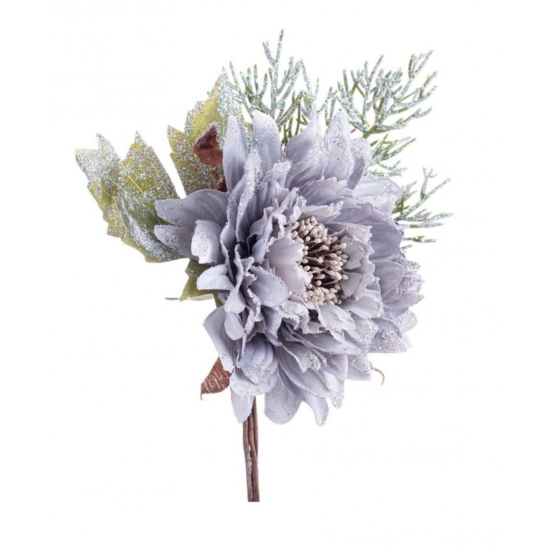 Set 24 flori artificiale Dalia argintie 14x8x23 cm - eMAG.ro