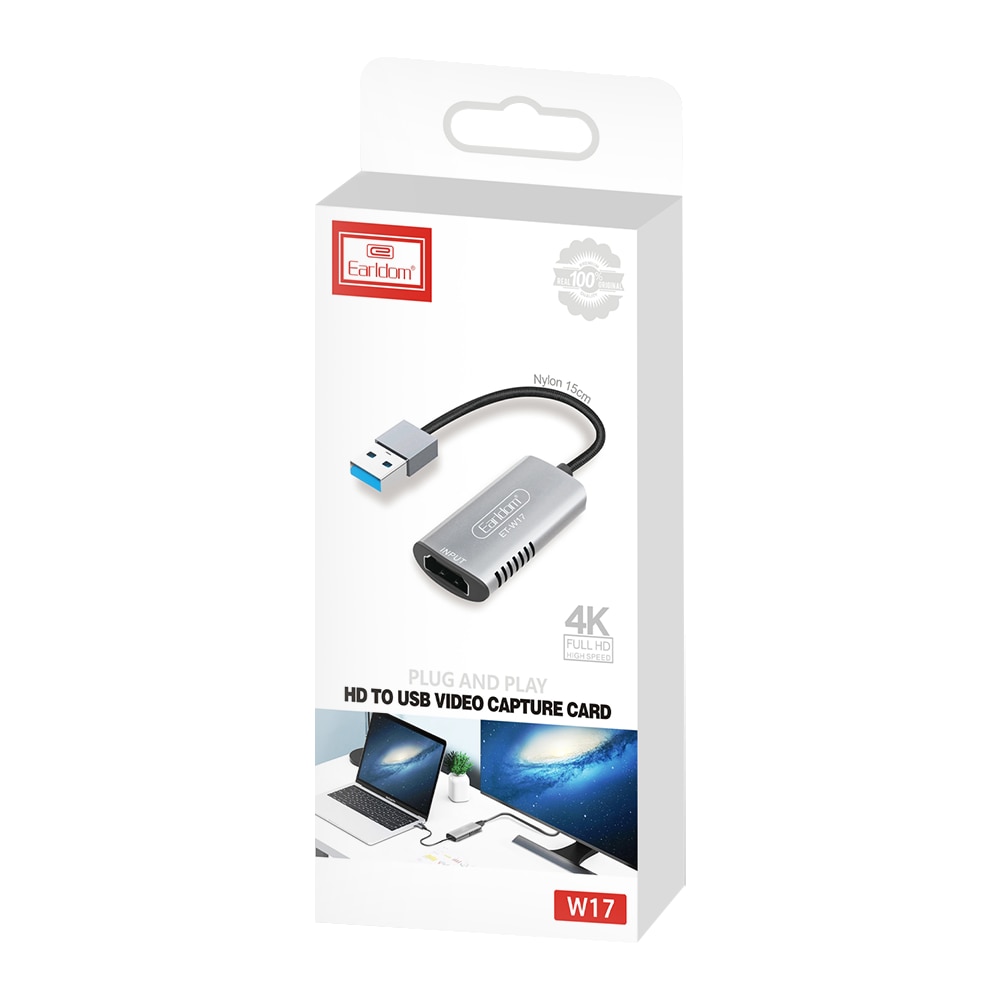 Външна Capture карта Earldom ET-W17, USB, HDMI, Full HD, Сив - eMAG.bg