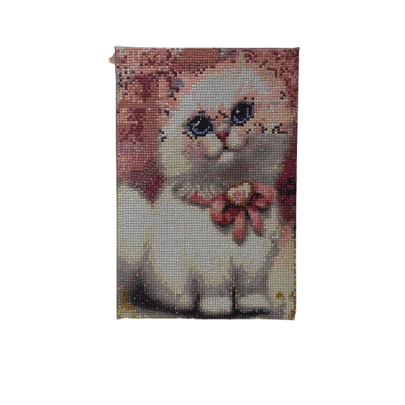 Set creativ goblen cu diamante pentru copii, 5D, Pisicuta, 21 x 31 cm ...
