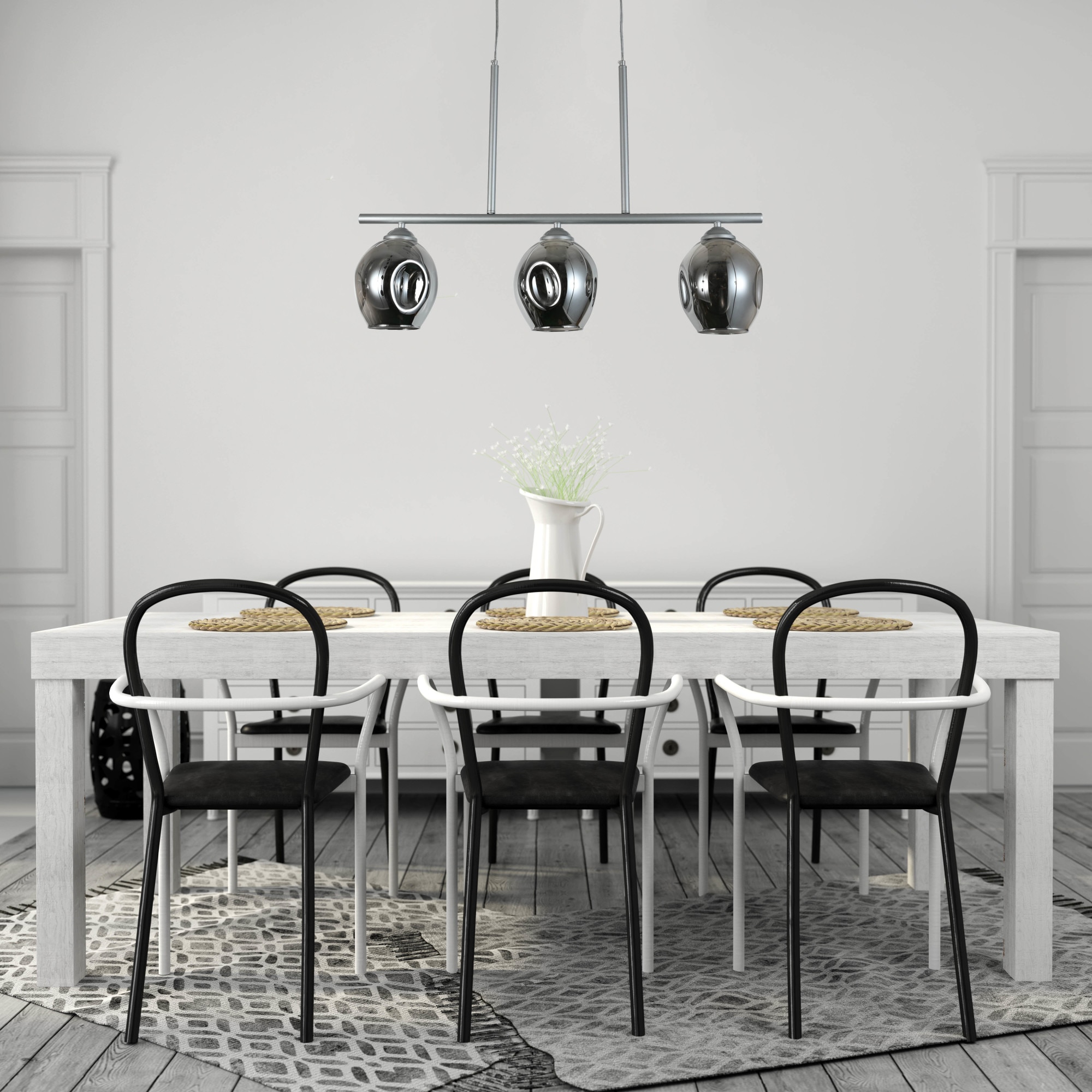 Lustra Liza, Agora Lighting, Otel, 3x E27, Argintiu - eMAG.ro