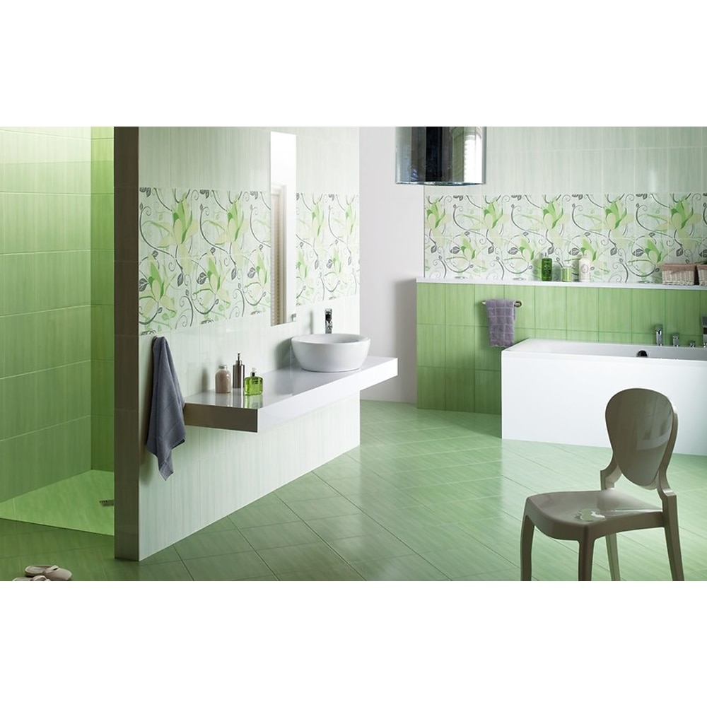 Faianta decor Artiga Light Green Inserto Flower, 25 x 40 cm - eMAG.ro