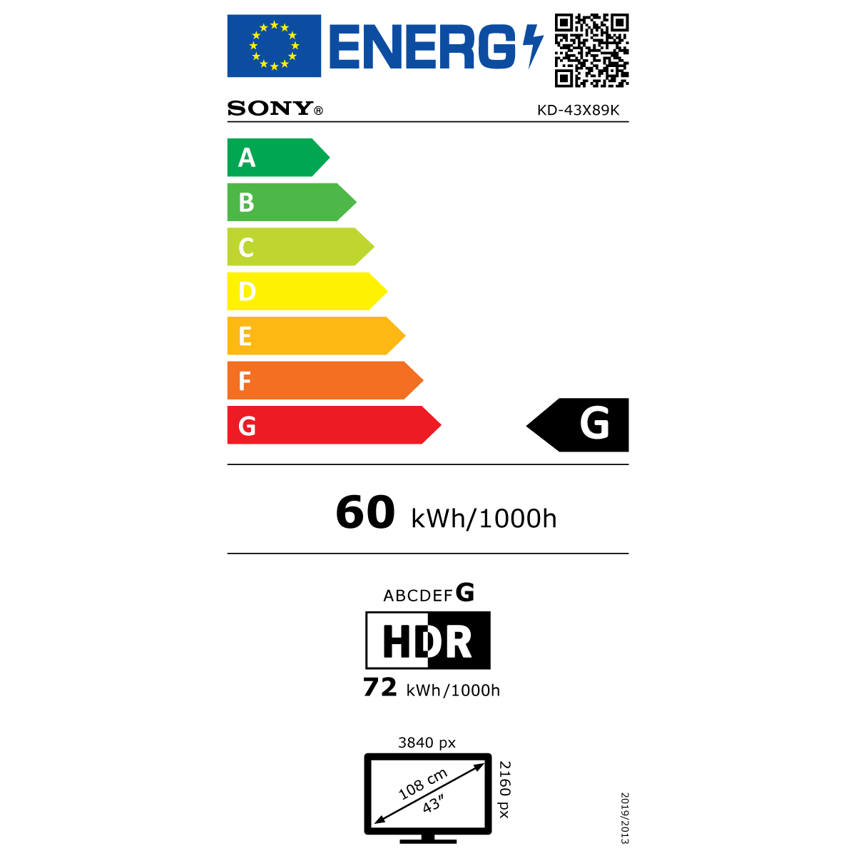 Televizor LED Sony KD43X89KPAEP, Smart TV 4K UHD, HDR, control vocal ...