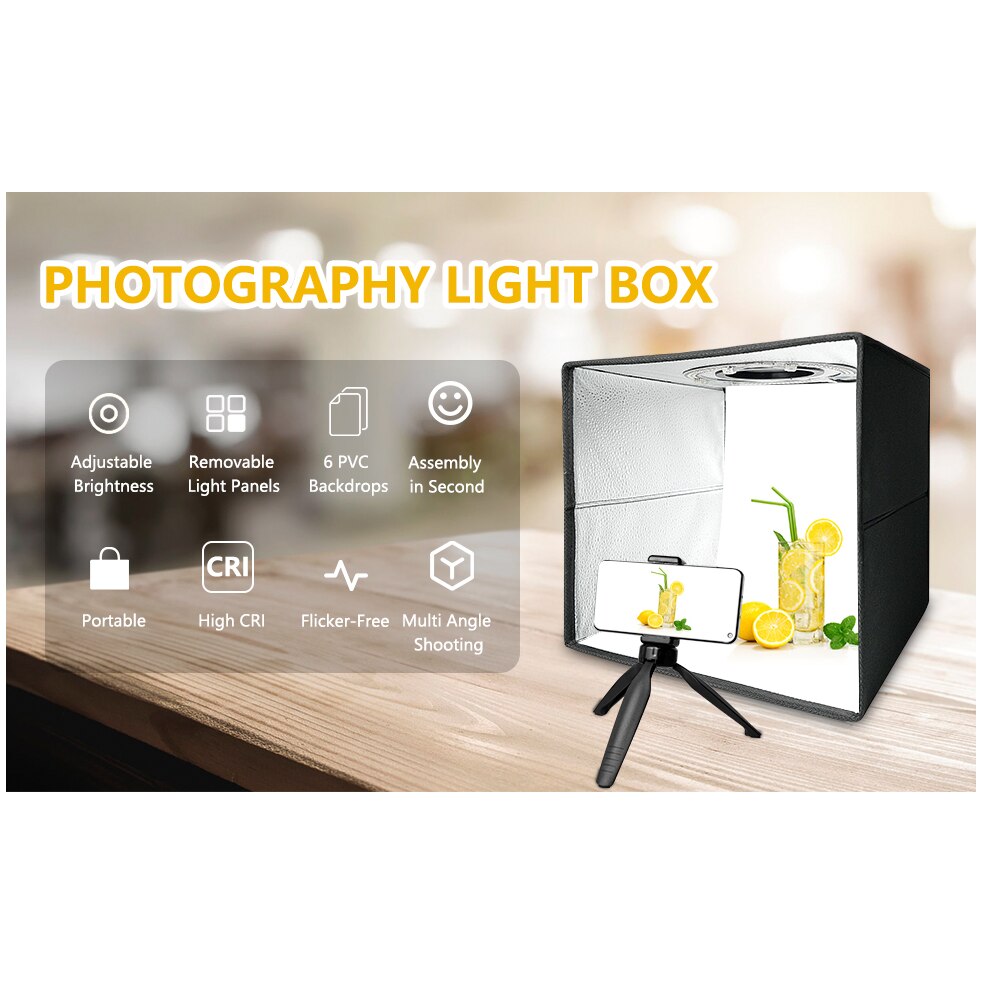 Cub foto cu leduri incorporate, mini studio portabil pentru fotografie ...