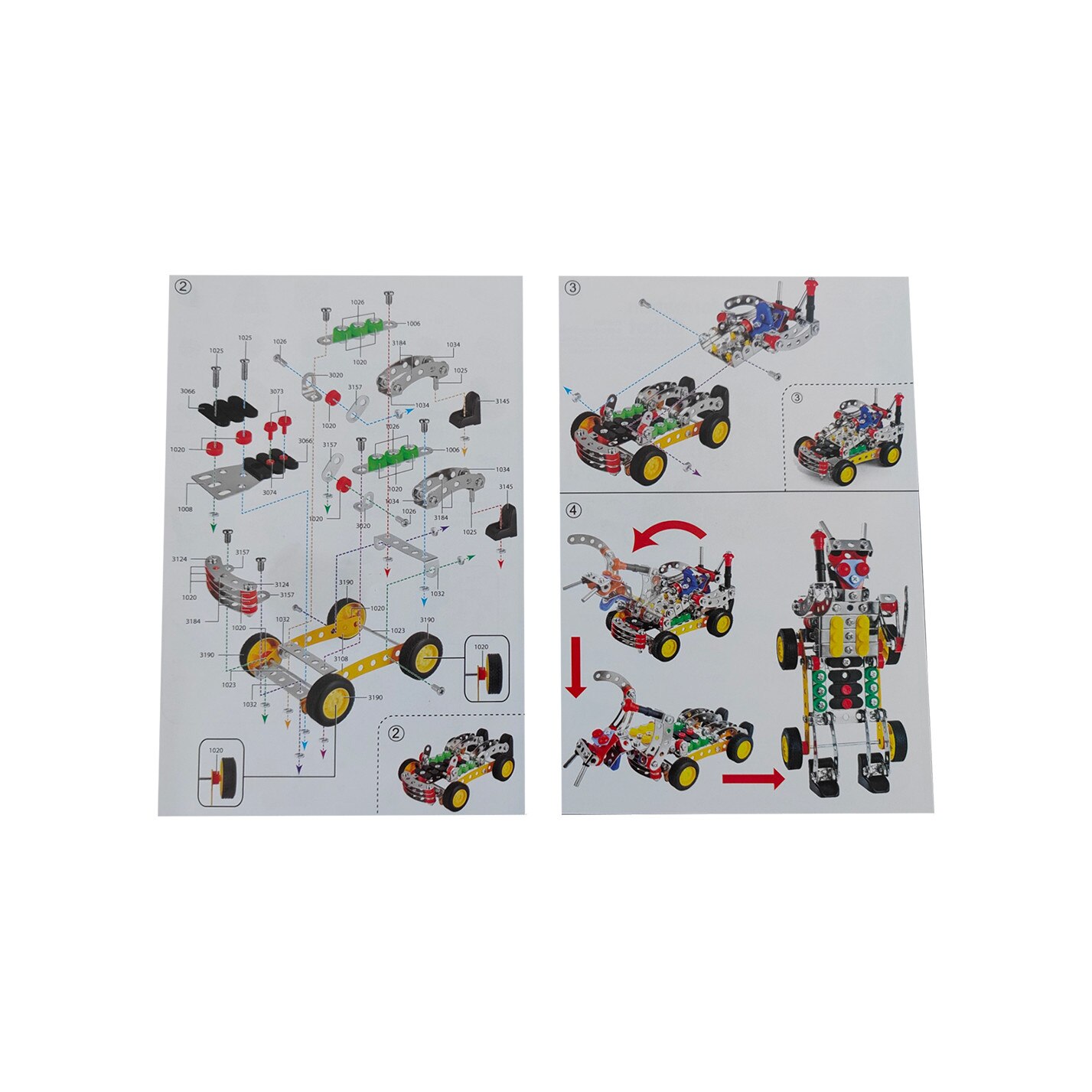 Set construit din metal-Masinuta Transformabila in Robot 215 piese ...