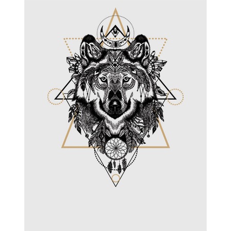 Foto tapet, model cap lup tribal, 190 x 254 cm - eMAG.ro