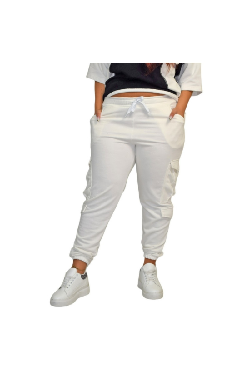 Pantaloni jogger, Morena Spain, plus size, regular fit, Alb, S - eMAG.ro