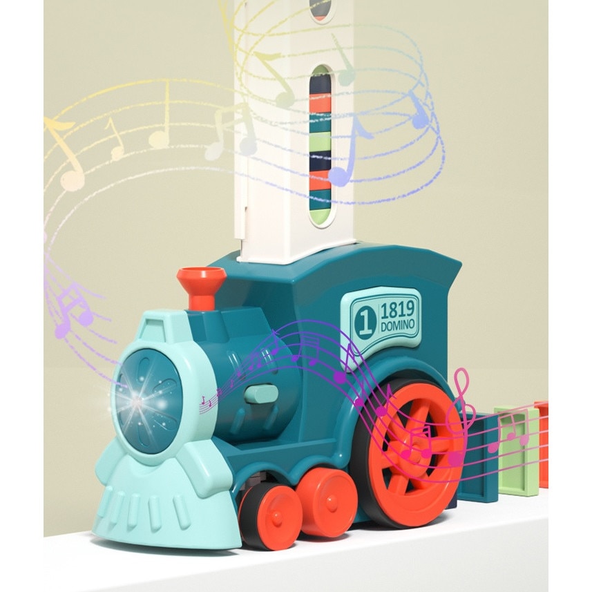 Trenulet educational de jucarie pe baterii cu 60 piese de domino, 3-7 ...