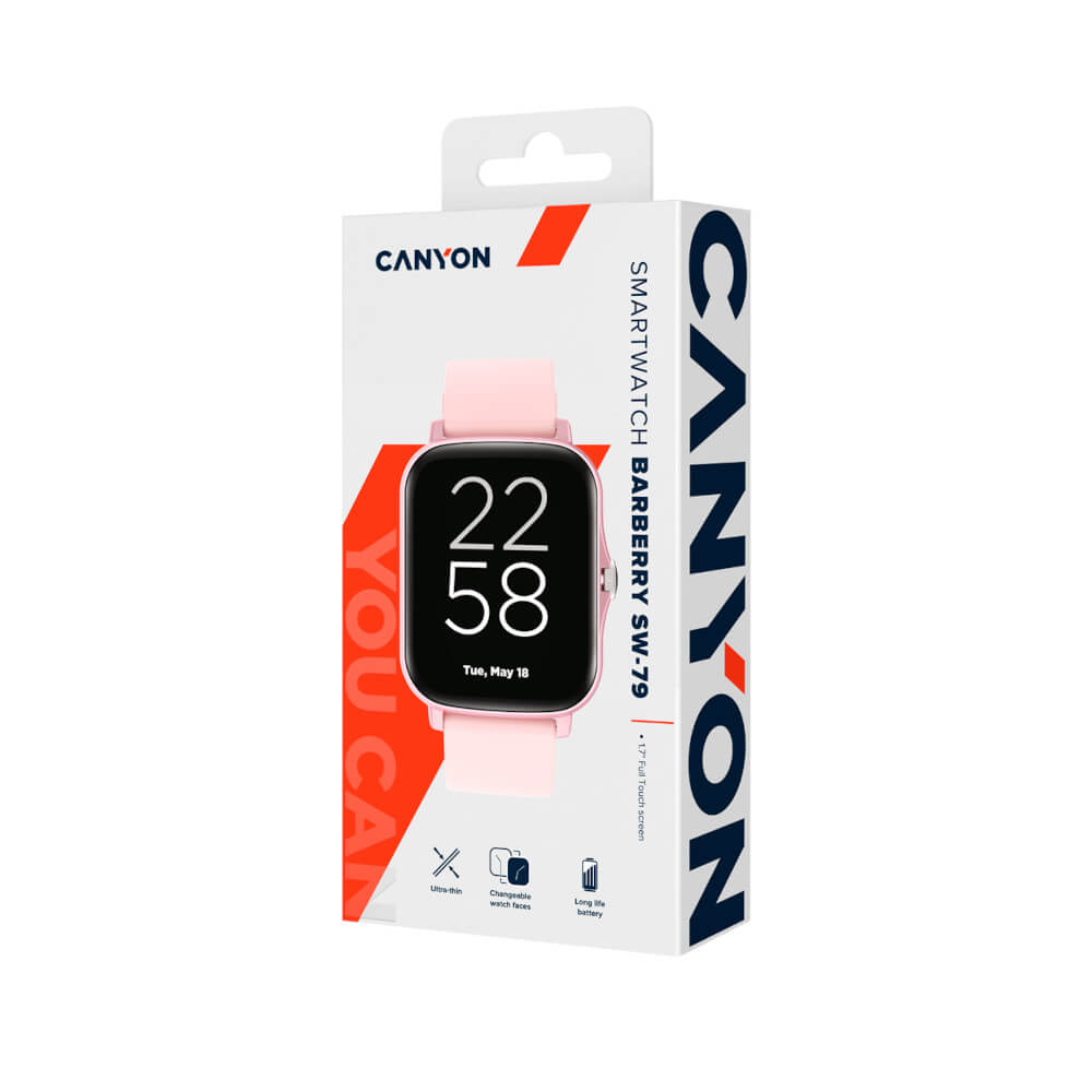 Smartwatch Canyon Barberry CNS-SW79PP, IP67, Roz - eMAG.ro