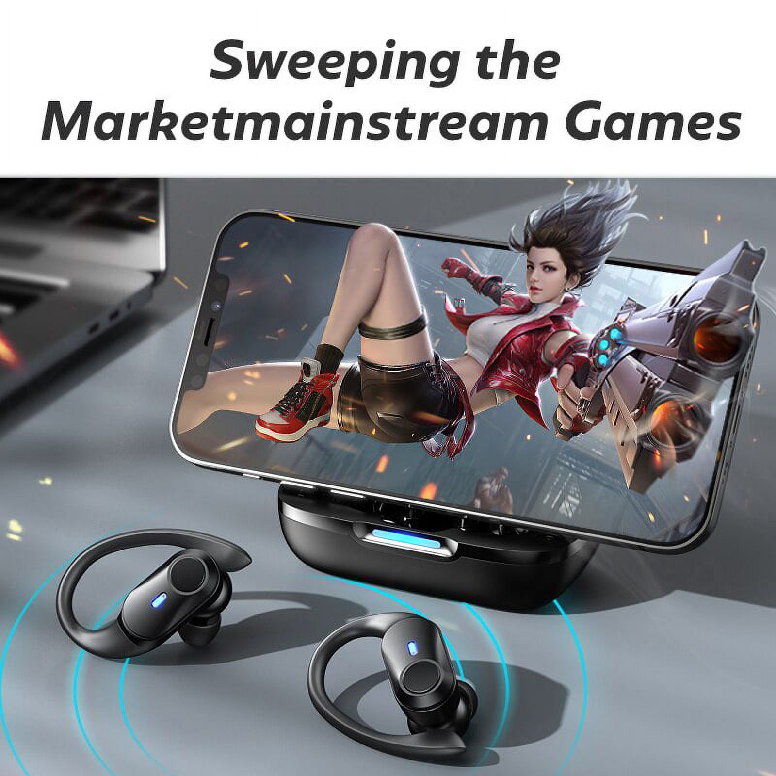 Спортни безжични слушалки, Techmoon, Bluetooth 5.0, LED дисплей, HD ...