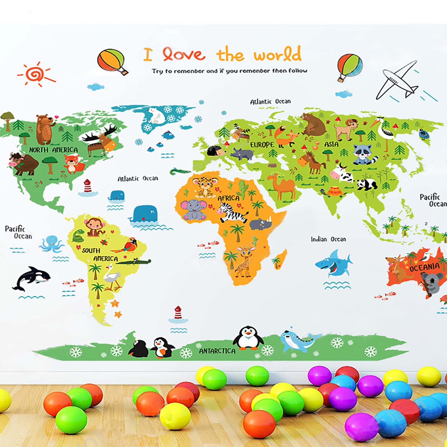 Sticker Educativ, Vaxiuja, DIY, 60 x 90 cm, Harta Animata a Lumii cu ...