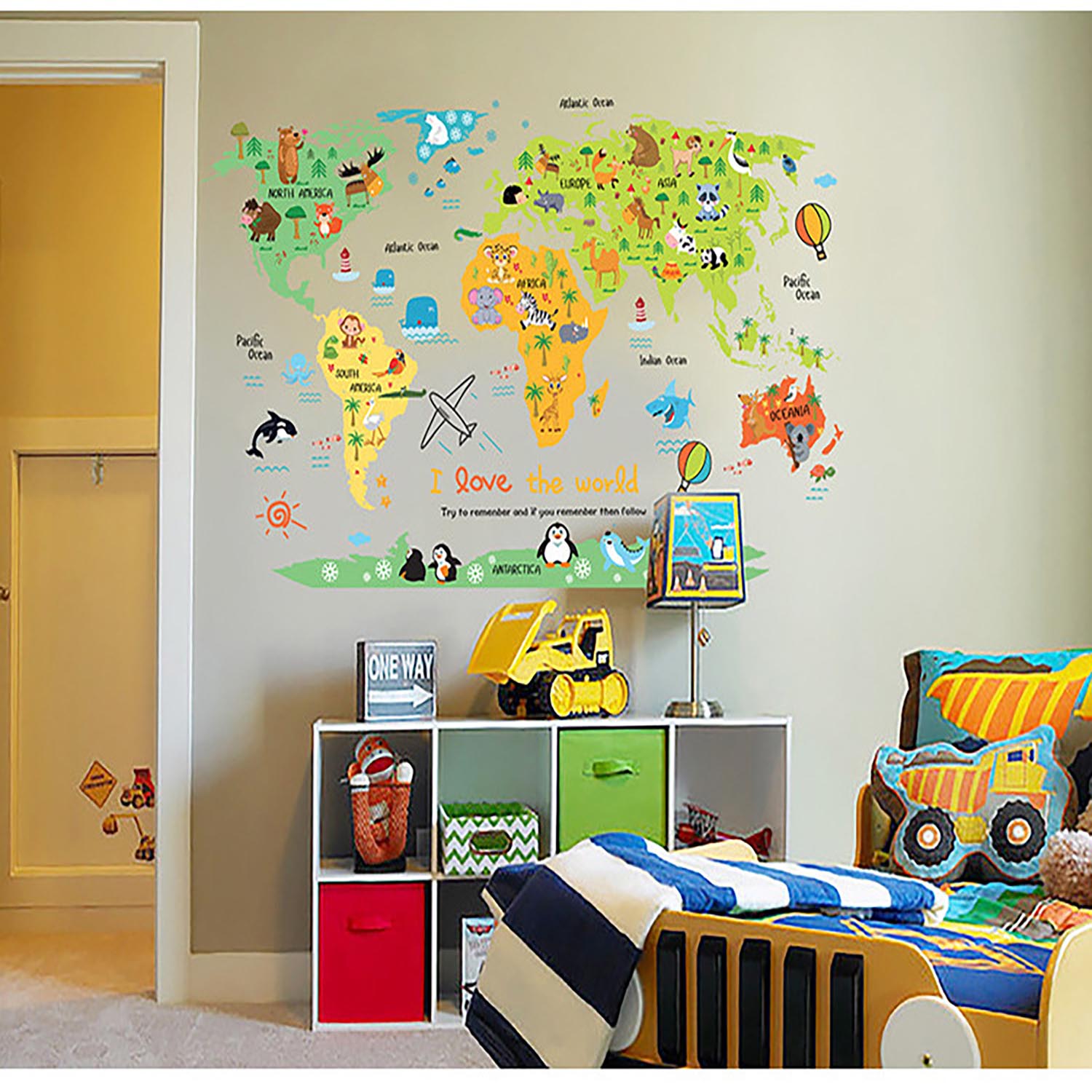 Sticker Educativ, Vaxiuja, DIY, 60 x 90 cm, Harta Animata a Lumii cu ...