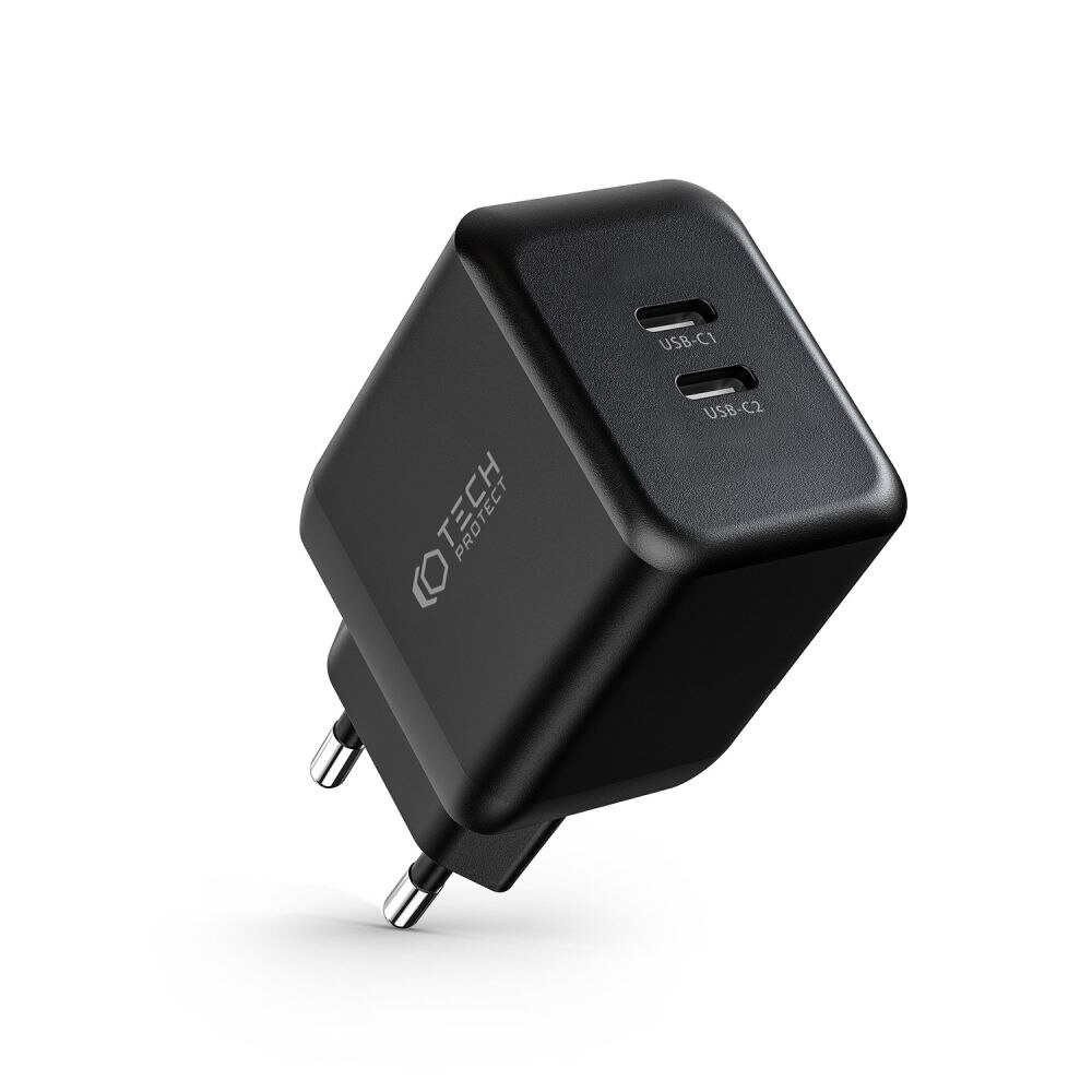 Incarcator Retea Tech Protect C35w 2x Usb C Power Delivery 35w Negru