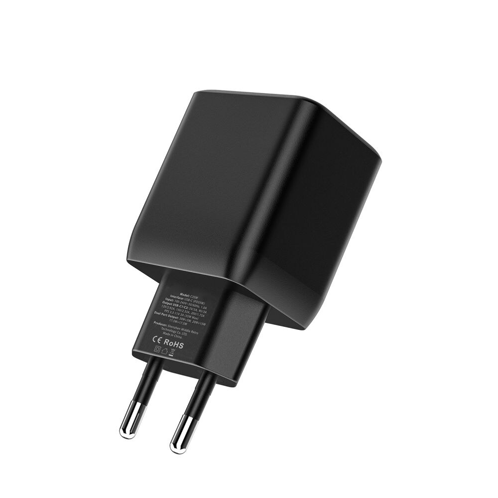 Incarcator Retea Tech Protect C35w 2x Usb C Power Delivery 35w Negru