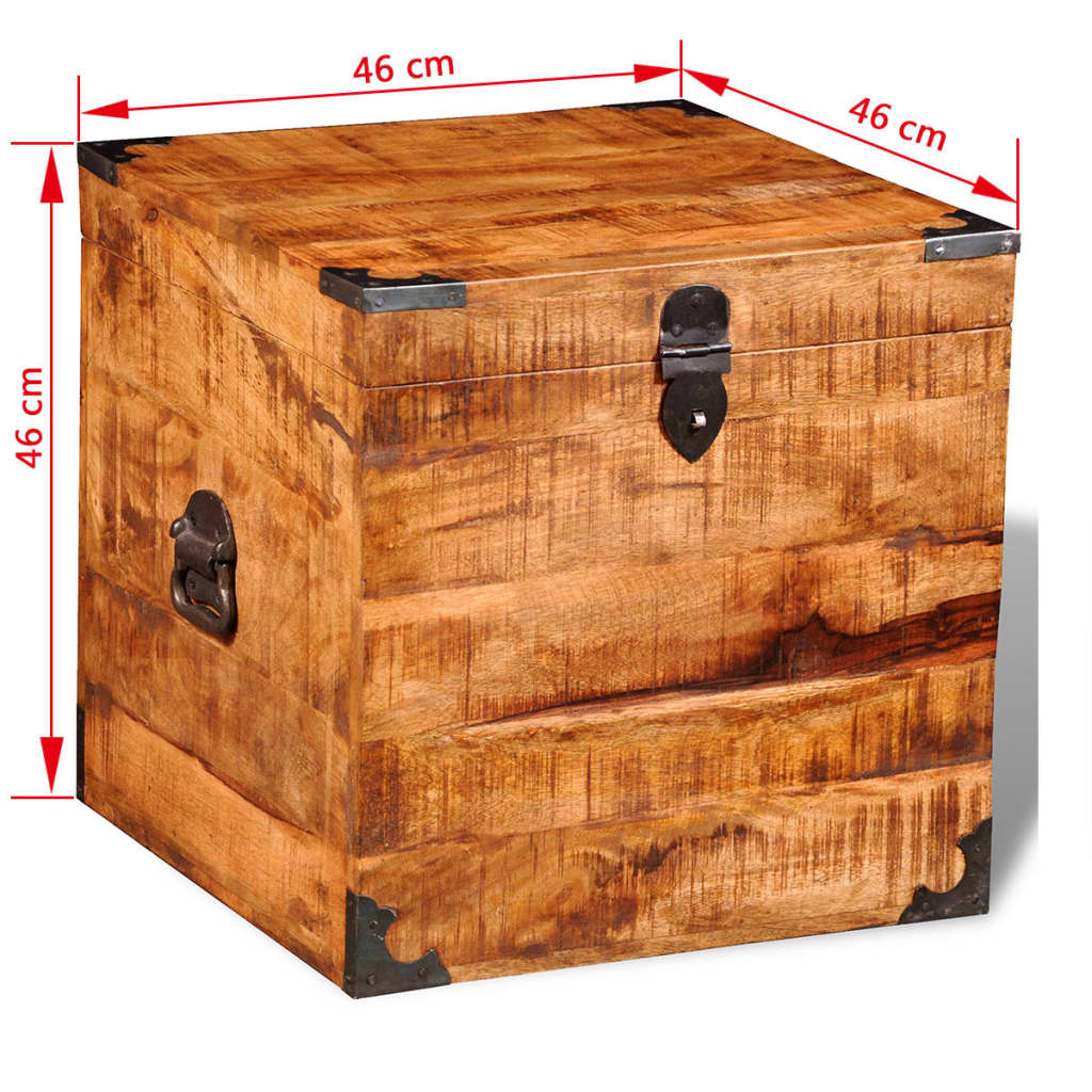 Cufar de depozitare tip cub, lemn de mango nefinisat, Capacitate mare ...