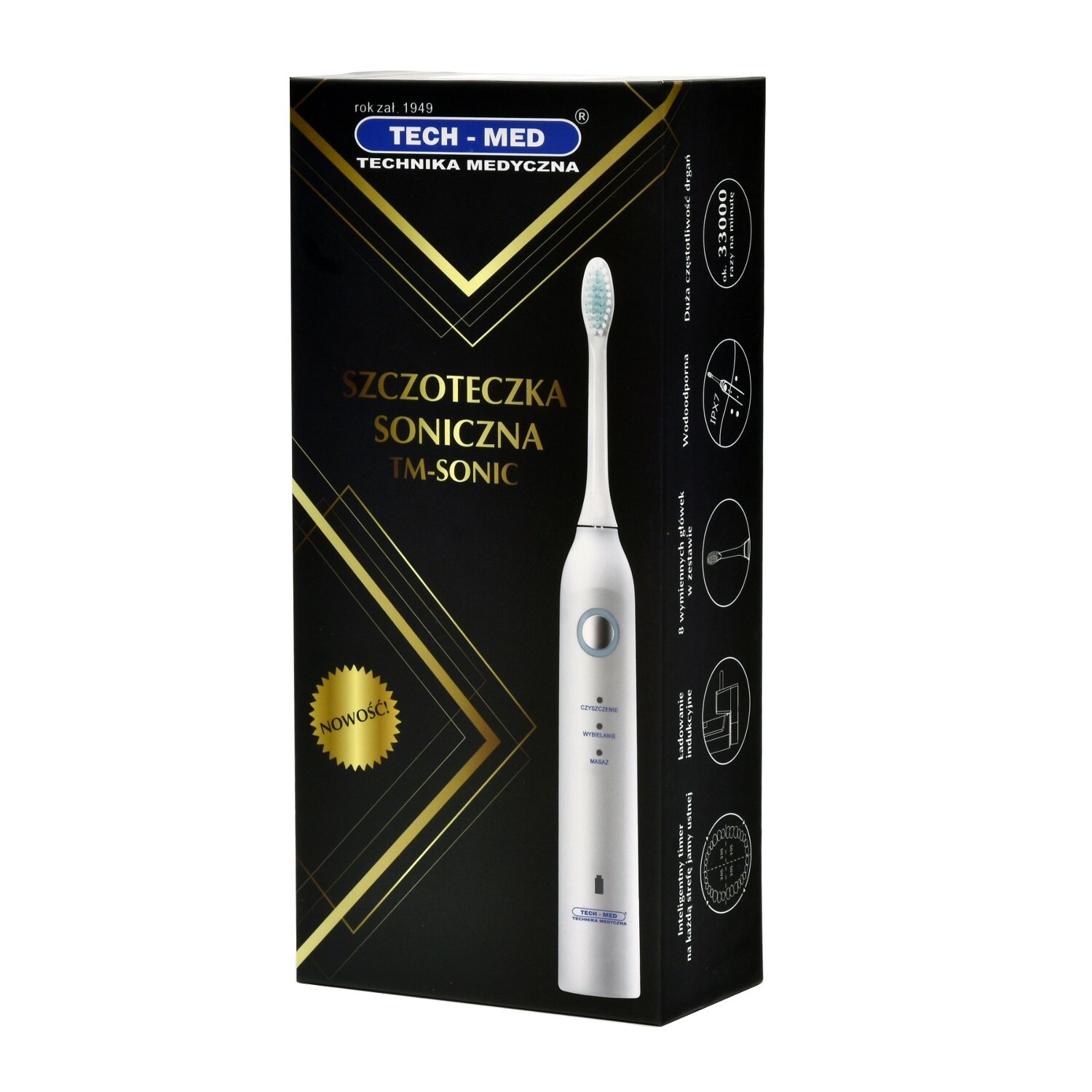 Periuta sonica Tech-Med TM-SONIC, 8 rezerve, alb - eMAG.ro