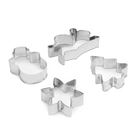 Set 4 forme biscuiti din otel Inoxidabil, model Craciun, Argintiu - eMAG.ro