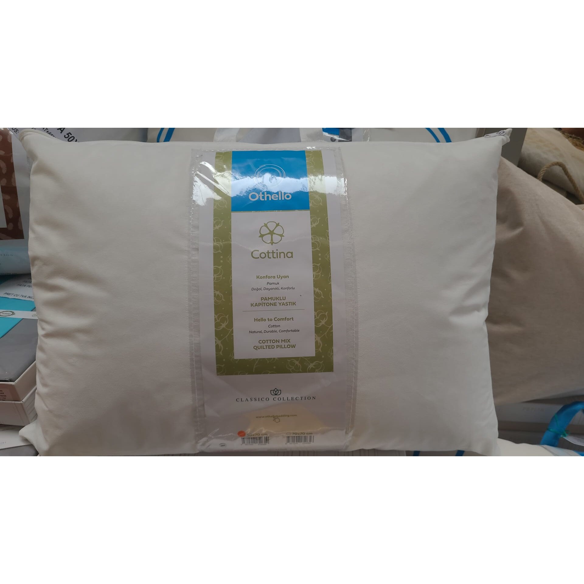 Perna pat Cottina, dimensiune 50x70 cm, alba, cu cumplutura bumbac si ...