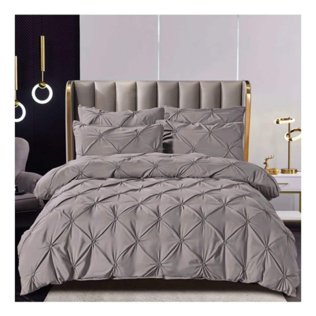 Set Lenjerie de Pat Bumbac Finet Uni, 6 Piese, Pat 2 Persoane, Gri ...