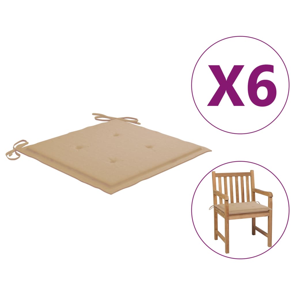 Set Perne scaun de gradina, 6 buc., bej, 50x50x3 cm, textil, design ...
