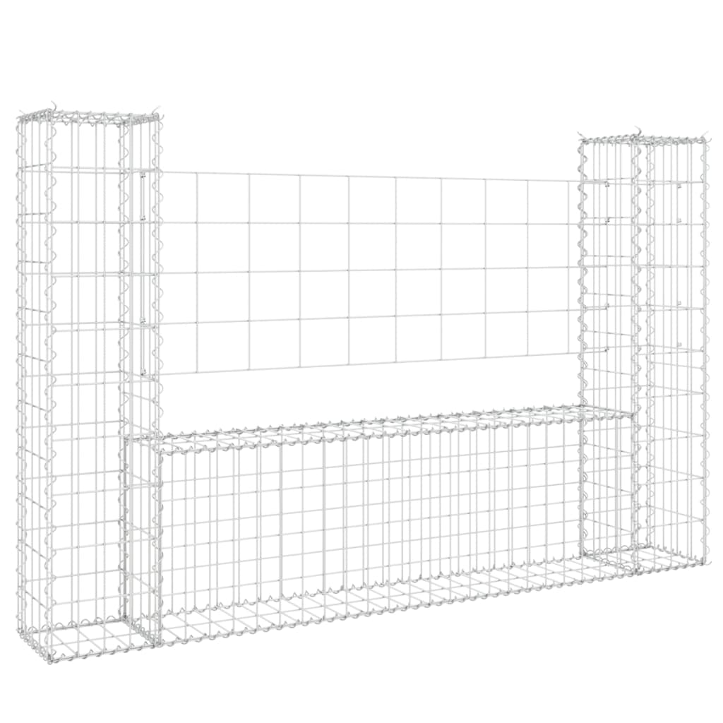 Cos de gabion in forma de U, 2 stalpi, 140x20x100 cm, fier, stabil si ...