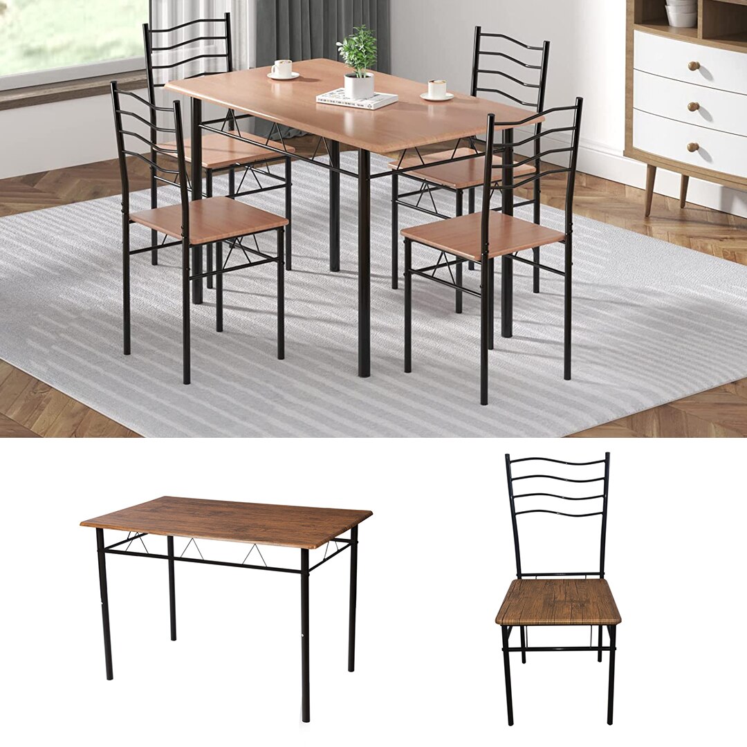 Masa cu schelet metalic, cu 4 scaune Timeless Tools, Pentru acasa sau ...