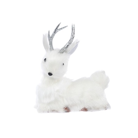 Decoratiune Craciun, Ren din polistiren cu Blanita, 27cm, Alb - eMAG.ro