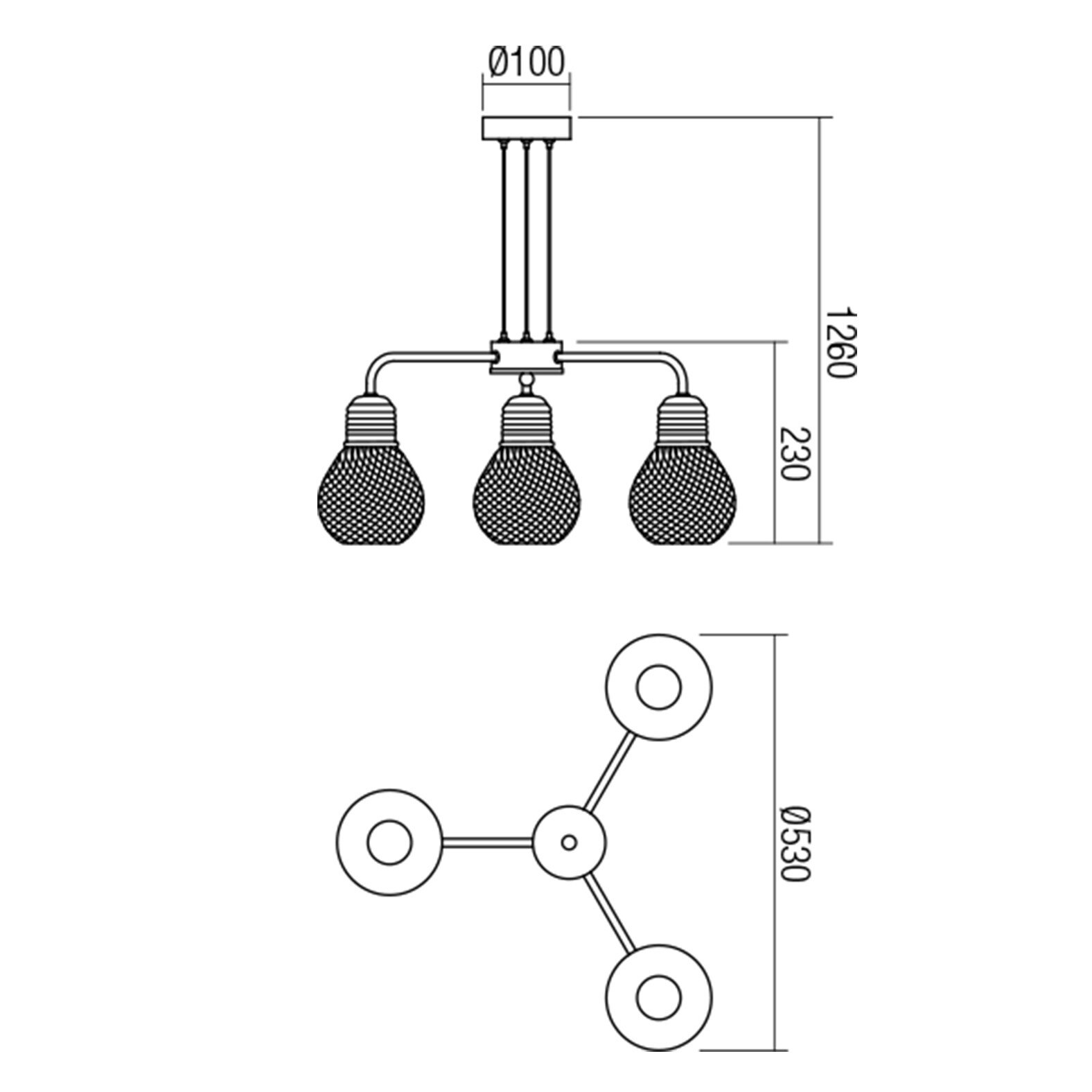 Lustra Edison, 3 x E27, negru/cupru - eMAG.ro