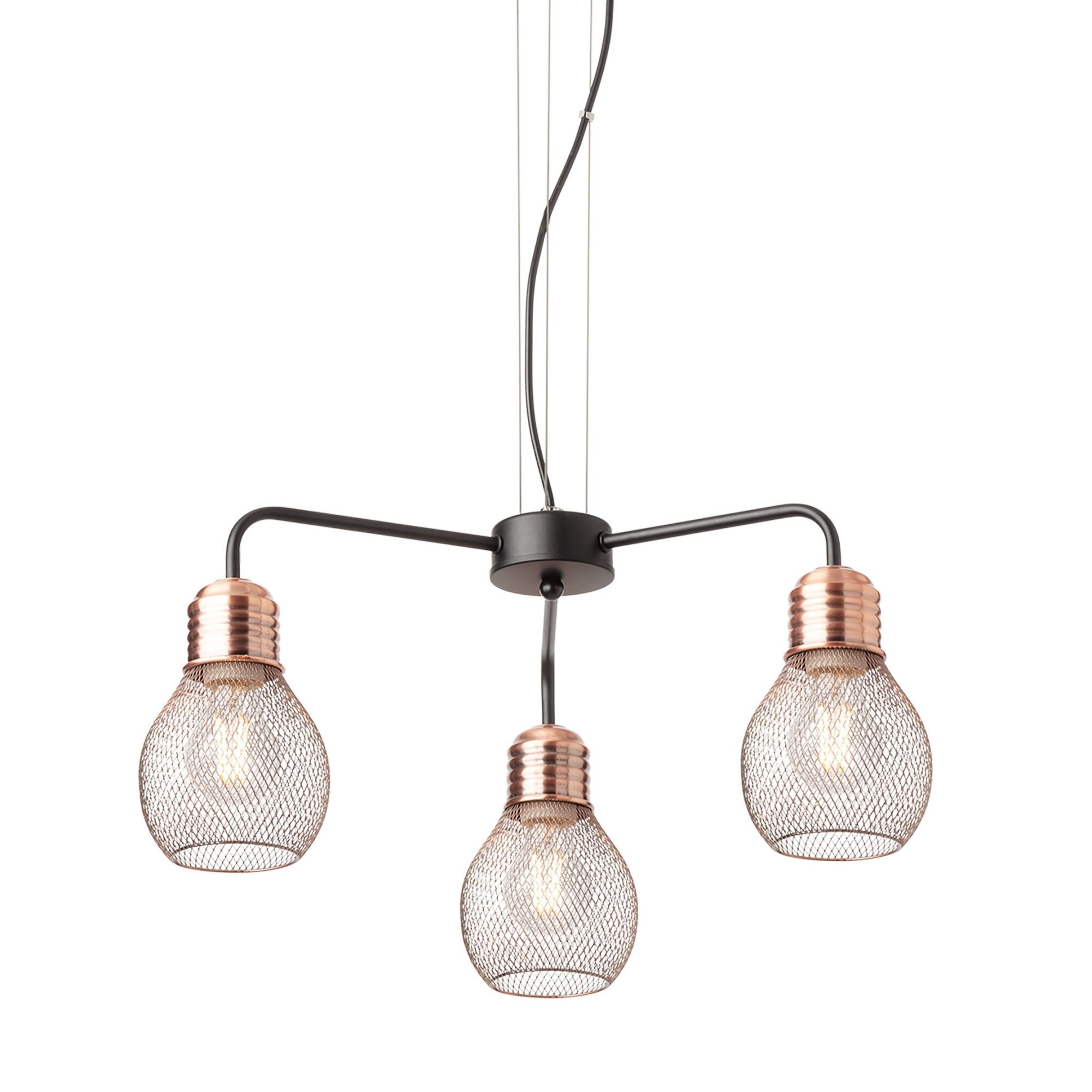Lustra Edison, 3 x E27, negru/cupru - eMAG.ro