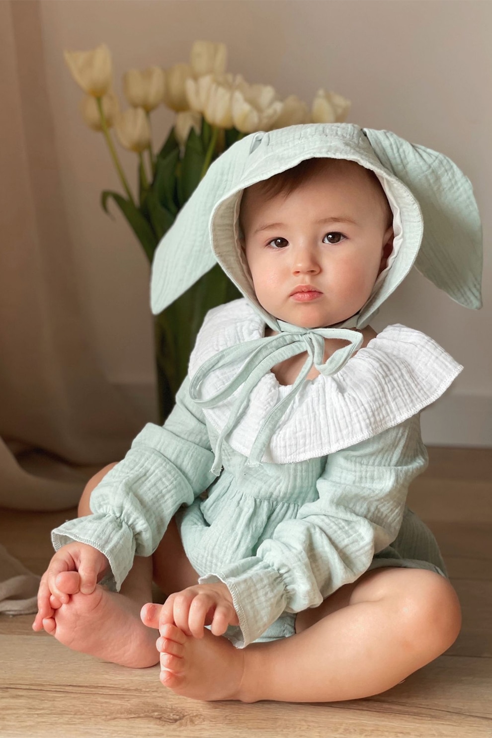 Urban Corner, Body cu guler cu volane, Verde deschis, 56 CM - eMAG.ro